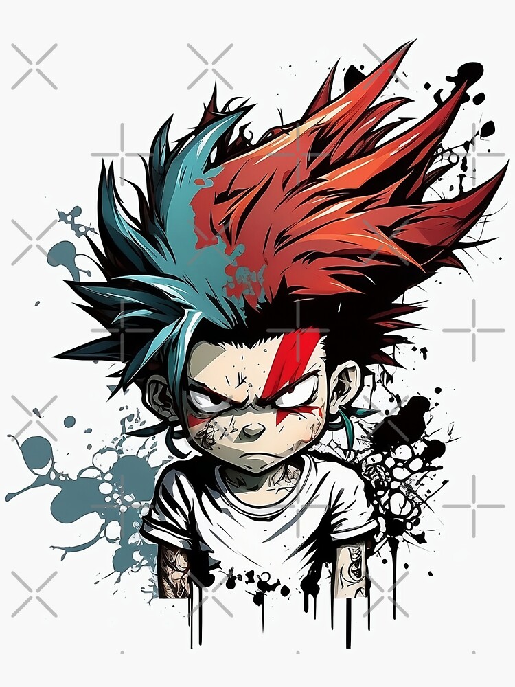 "red-haired punk anime boy" Sticker for Sale by MK3DESIGN | Redbubble