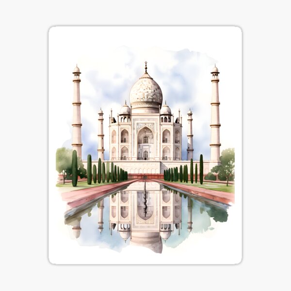 "Taj Mahal, India" Sticker for Sale by DigitalDoodleDK | Redbubble