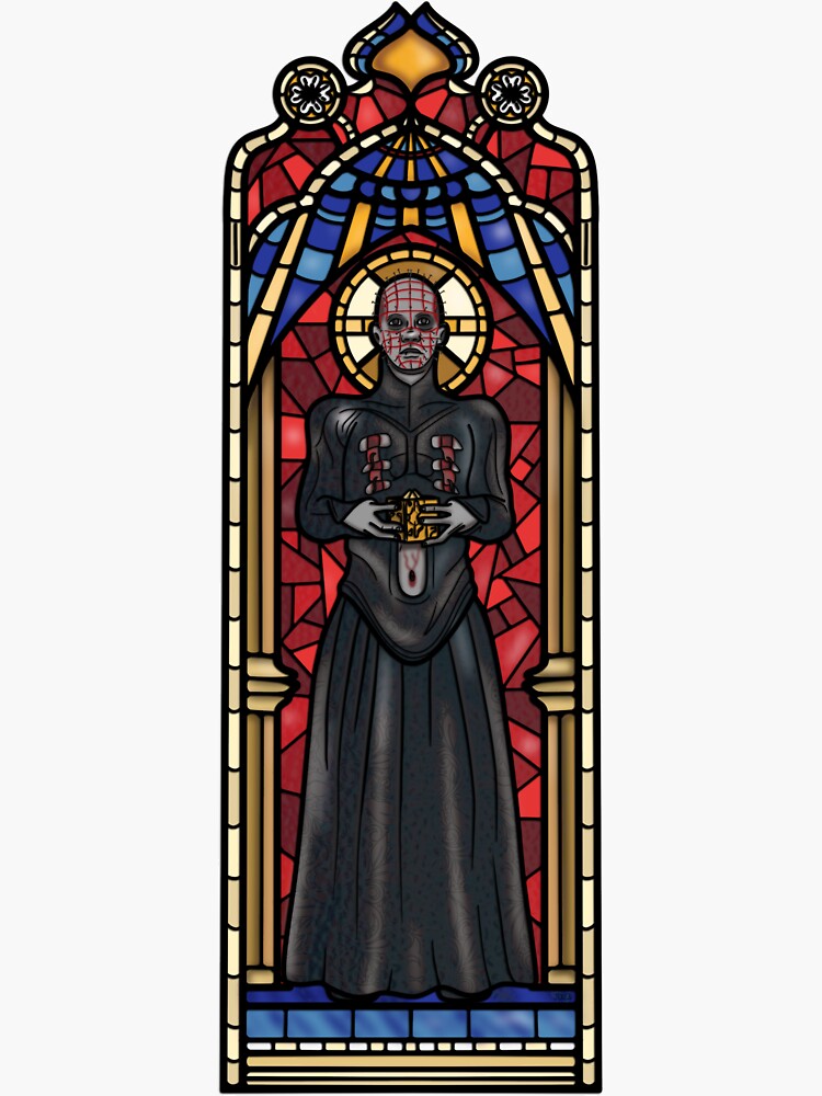 "Hellraiser Pinhead Stained Glass Window " Sticker for Sale by ...