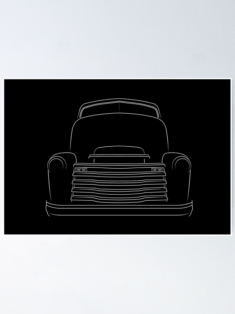 "Chevy Loadmaster Cab Over Engine (COE) - front stencil, white" Poster ...