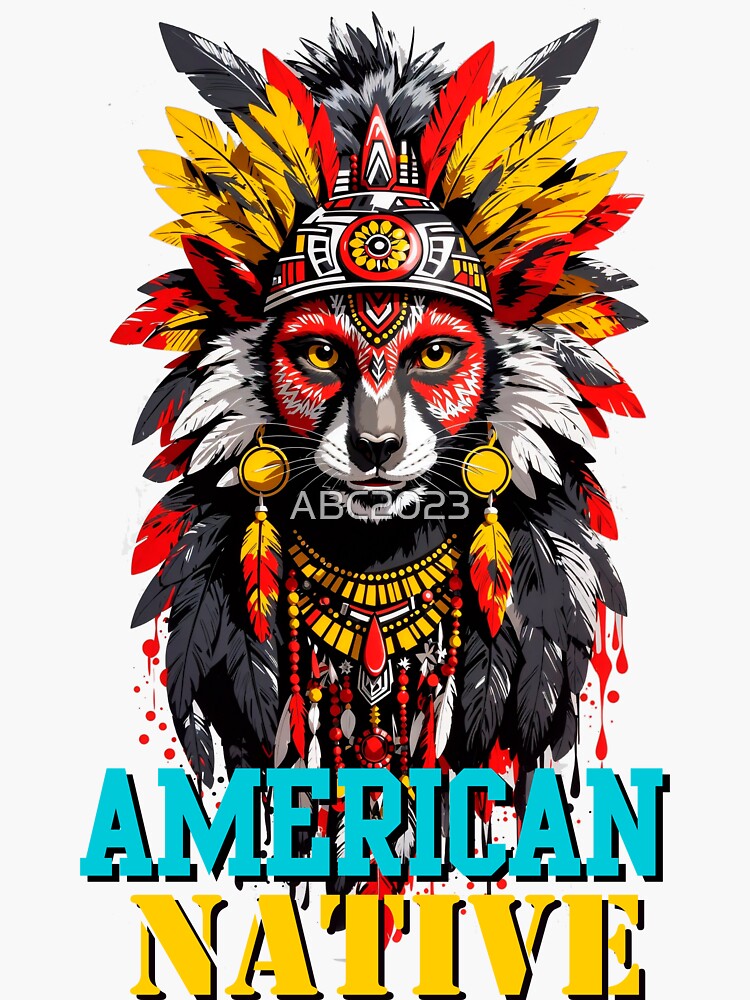 "Aye Aye Native American Spirit" Sticker by ABC2023 | Redbubble