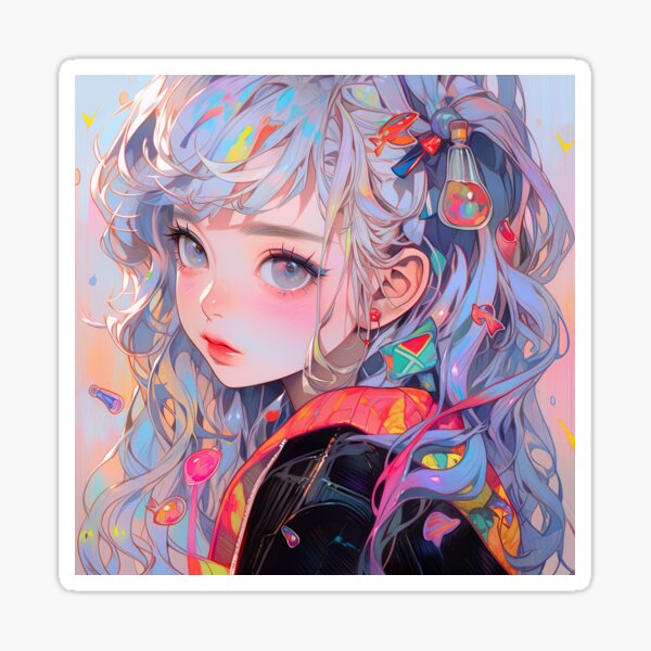"Cute Sad Pastel Anime Girl" Sticker for Sale by bubblegoth | Redbubble