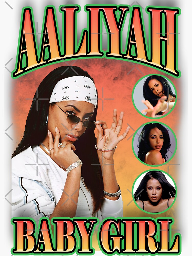 "Aaliyah Baby Girl Orange Bootleg Vintage" Sticker for Sale by guruboya ...