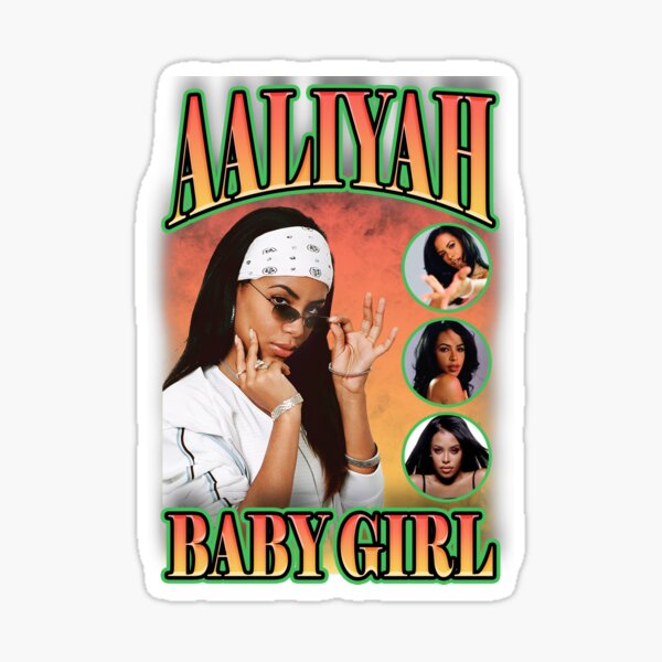"Aaliyah Baby Girl Orange Bootleg Vintage" Sticker for Sale by guruboya ...