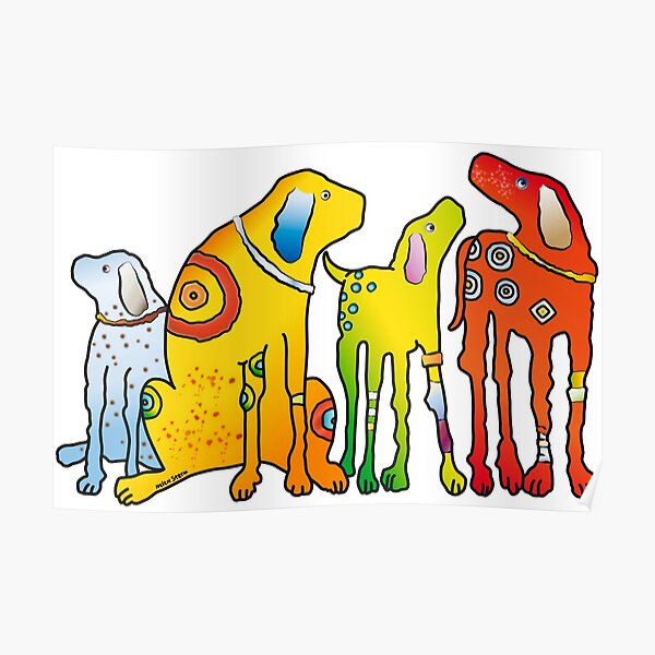 "cheerful dogs pet pack" Poster by Helen-Storm | Redbubble