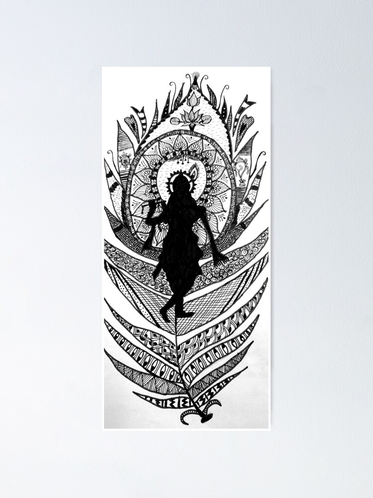 Lord Krishna Peacock Feather Drawing