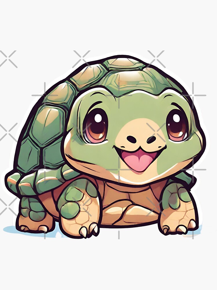 "Happy Chibi Turtle" Sticker for Sale by MenanderShop | Redbubble