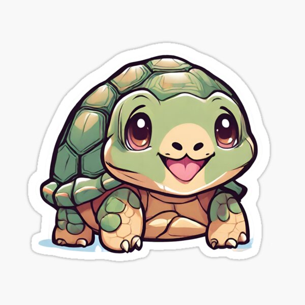 "Happy Chibi Turtle" Sticker for Sale by MenanderShop | Redbubble