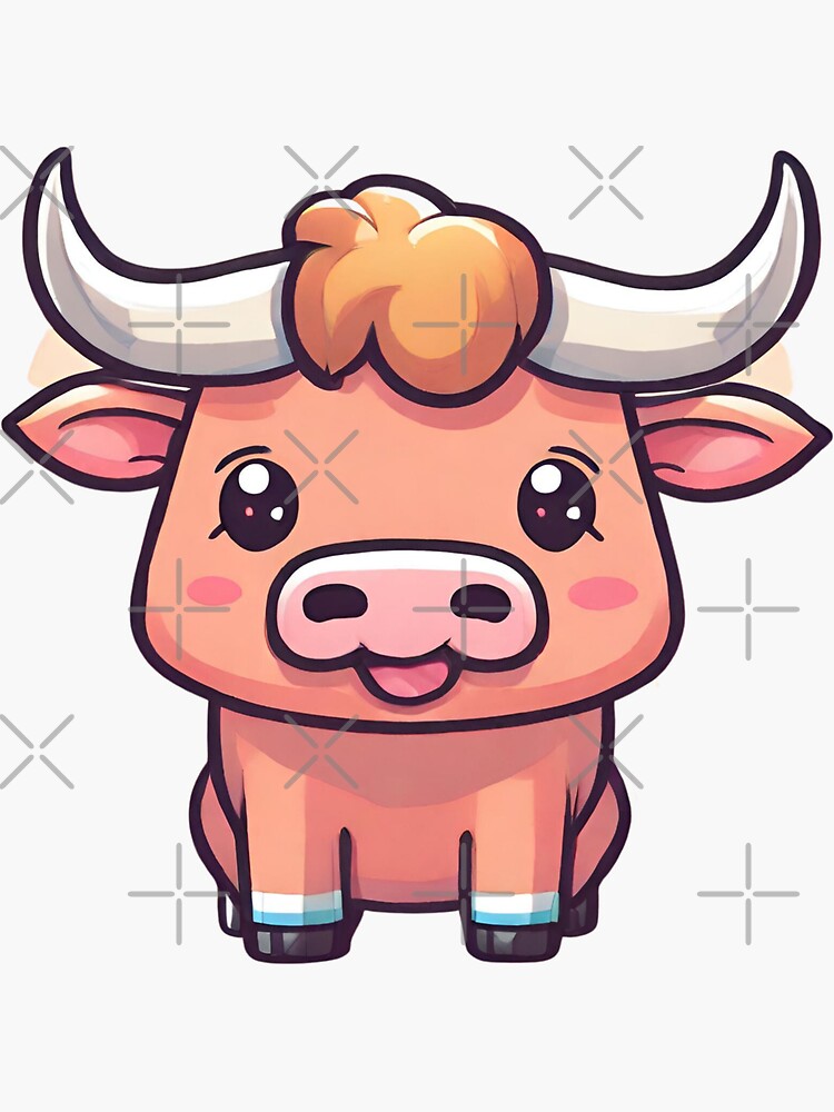 "Supercute Chibi Cow" Sticker for Sale by MenanderShop | Redbubble