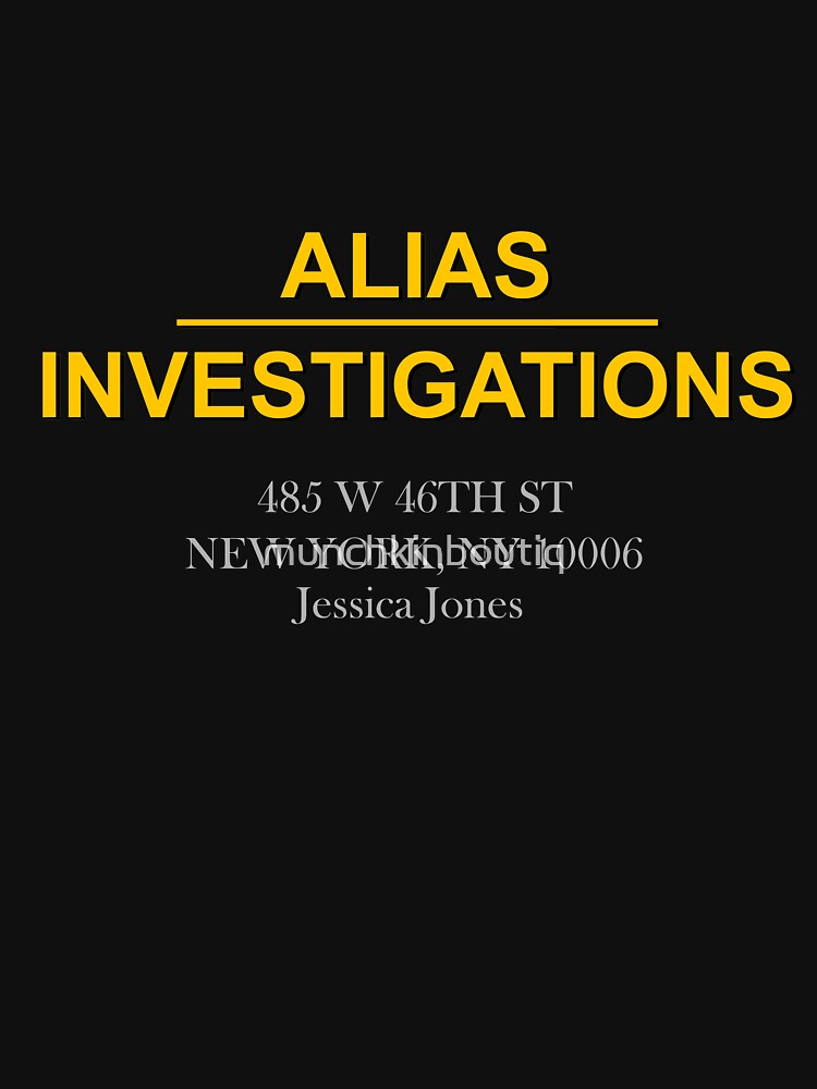 "Alias Investigations" T-shirt for Sale by munchkinboutiq | Redbubble ...
