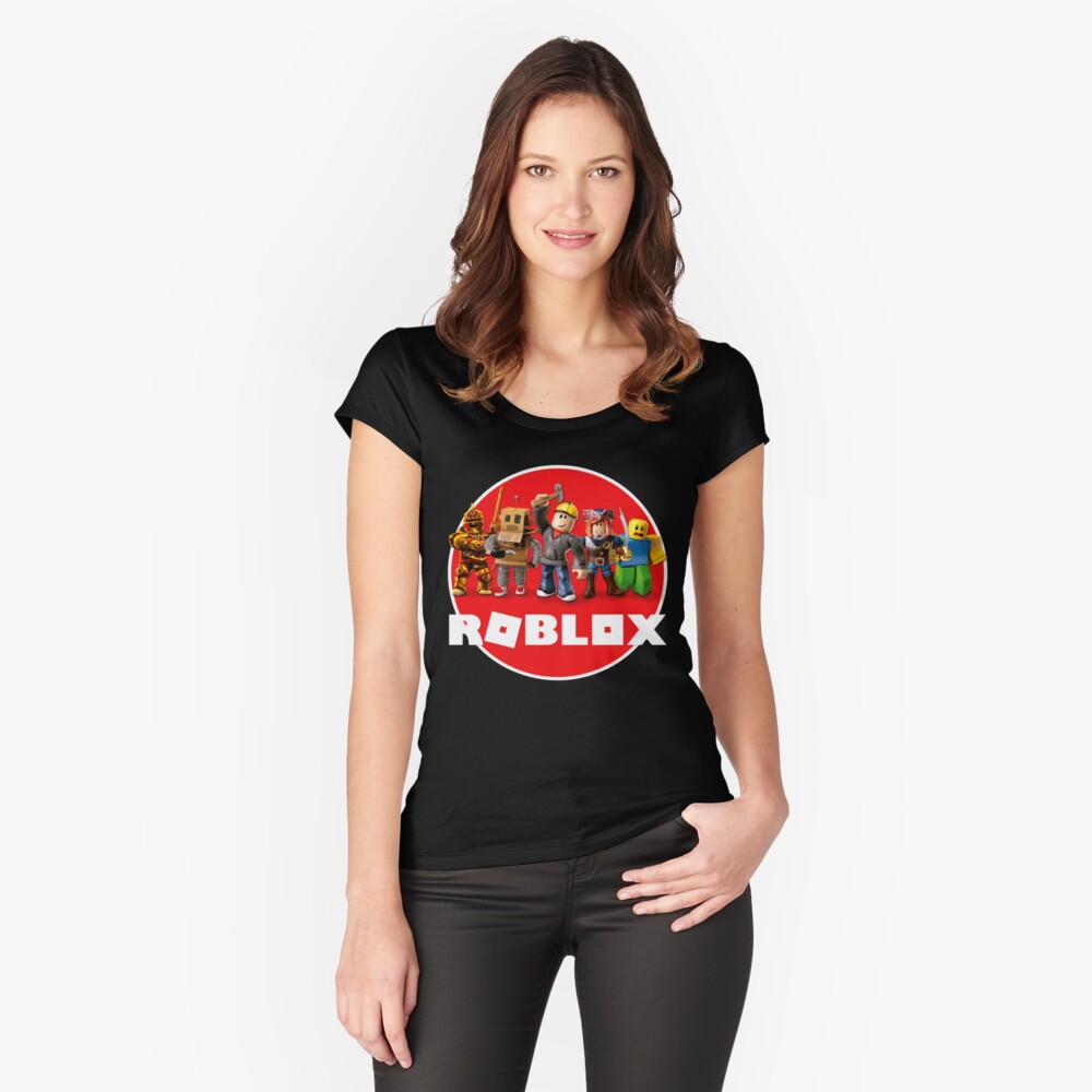 "roblox all characters,roblox logo" Fitted V-Neck T-Shirt for Sale by ...
