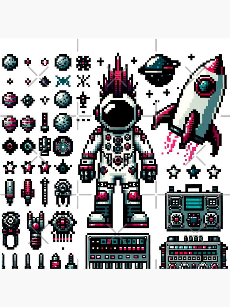 "Punk Rock Astronaut Sprite Sheet - Pixelated Space Explorer" Pin for ...