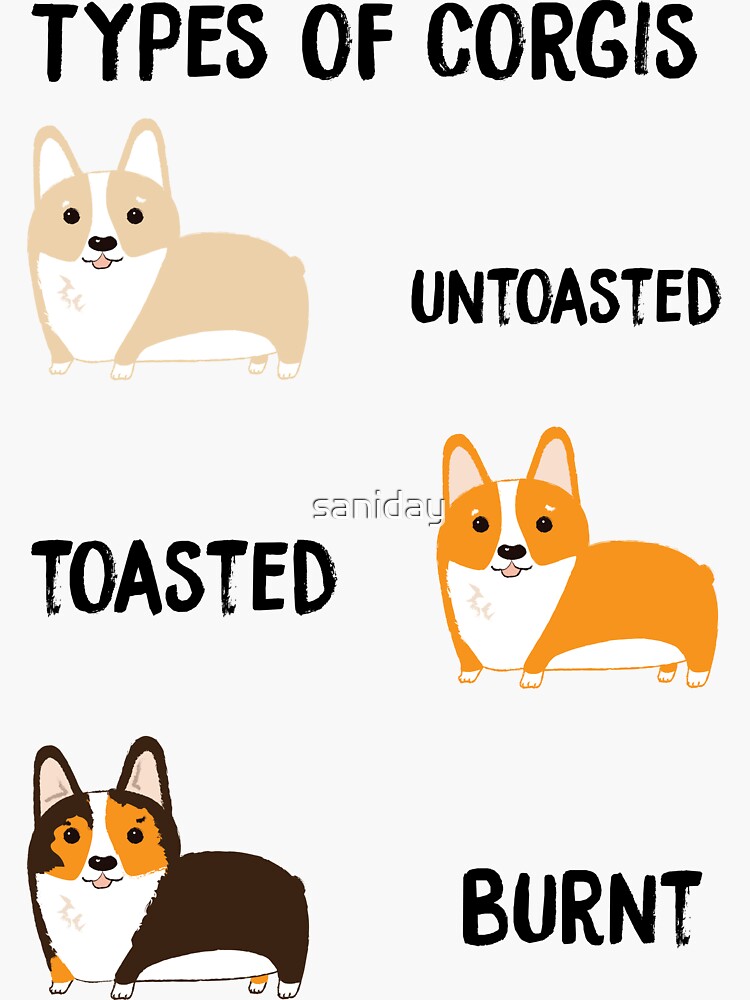 "Types of Corgis" Sticker for Sale by saniday | Redbubble