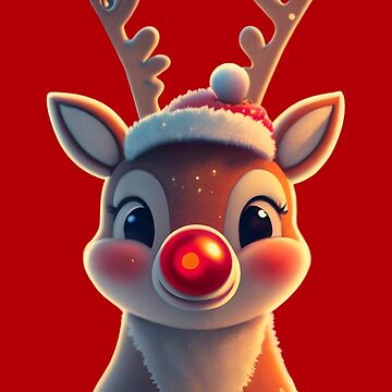 "Rudolph the Red-Nosed baby Reindeer" Sticker for Sale by AI-Only ...