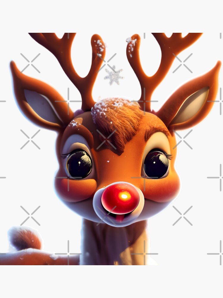 "Rudolph Red Nose" Sticker for Sale by AI-Only | Redbubble
