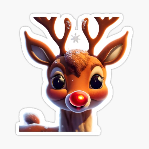 "Rudolph Red Nose" Sticker for Sale by AI-Only | Redbubble