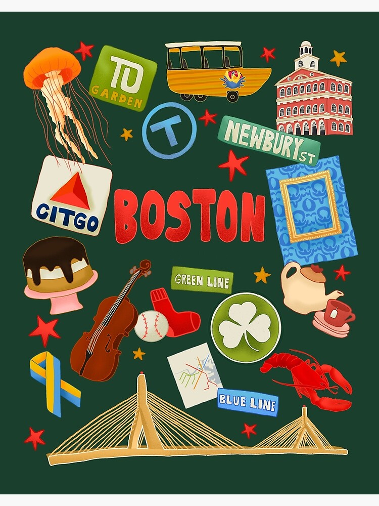 "Boston Icons" Poster for Sale by smirisola | Redbubble