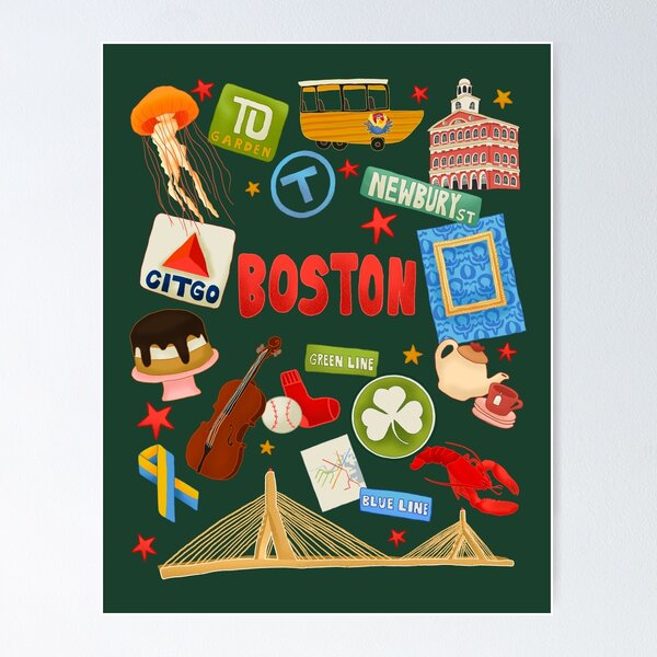 "Boston Icons" Poster for Sale by smirisola | Redbubble