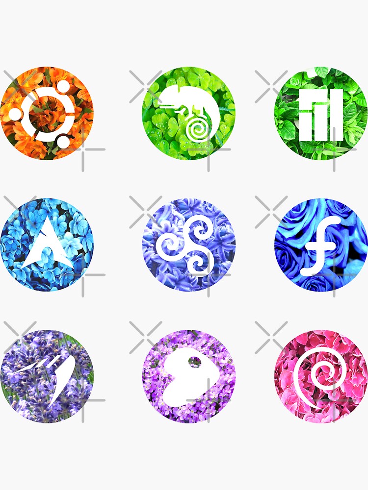 "Floral Linux Logos ~ Pack of Tech" Sticker for Sale by internet-joshi ...