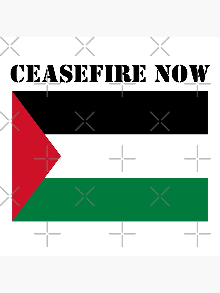 "Ceasefire Now - Free Palestine with Flag" Art Board Print for Sale by ...