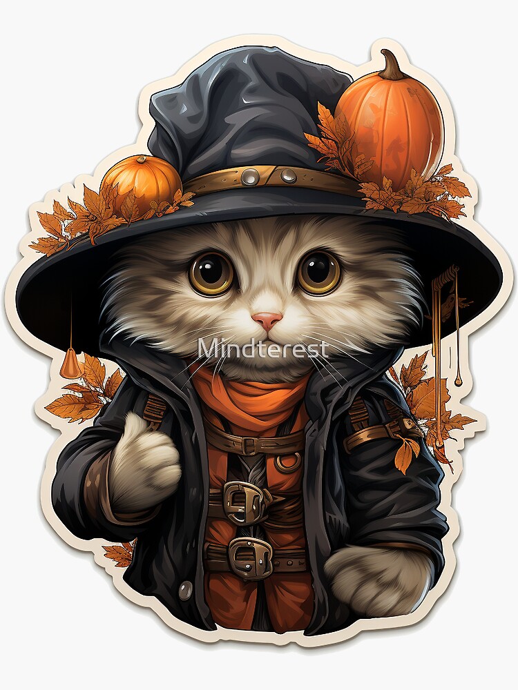 "Halloween Cat" Sticker for Sale by Mindterest | Redbubble