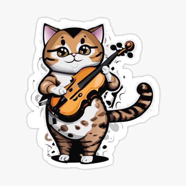 "cute cat play Violin" Sticker for Sale by jabriltoon | Redbubble