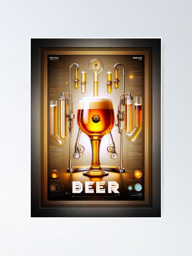 "The Formulation Of Beer Retro Fusion Beer Lovers Poster Art AI Concept ...