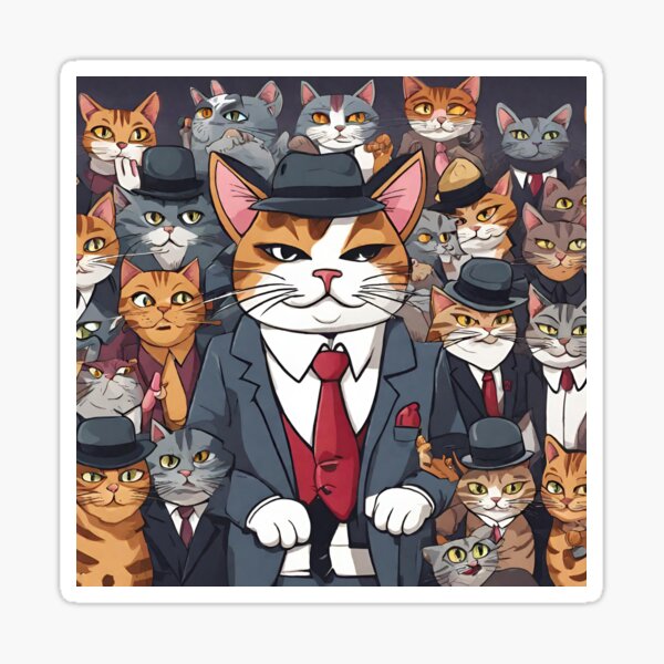 "cats gangster digital paper" Sticker for Sale by pig2u | Redbubble