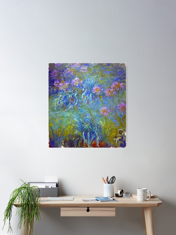 "Agapanthus Claude Monet Pink Flowers Print" Poster for Sale by Vicky Brago-Mitchell® | Redbubble