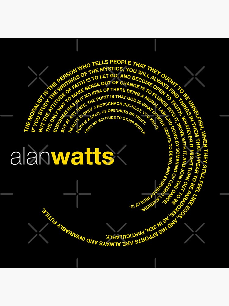 "Alan Watts famous quotes poster [gold]" Sticker for Sale by CMYKStudio ...