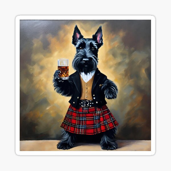 "Scottish Scottie Scotch, Dog Humor Art" Sticker for Sale by Kmcantley ...