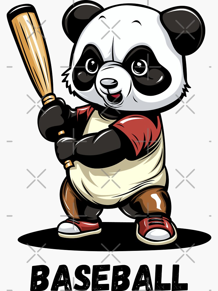 "Baseball - Panda sports" Sticker for Sale by OlegMarkaryan | Redbubble
