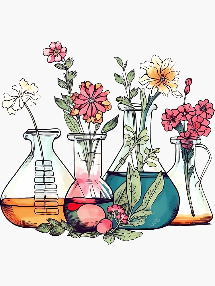 "Science Teacher, Chemistry Teacher Floral Beakers Laboratory Equipment ...