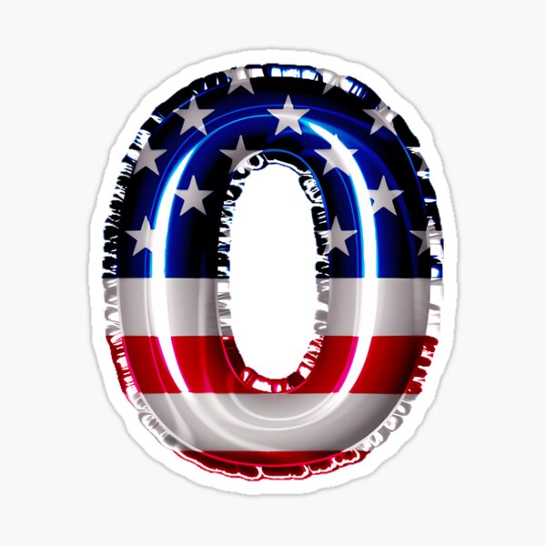"USA flag balloon foil number zero" Sticker for Sale by atevern | Redbubble