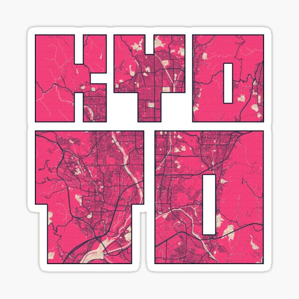 "Kyoto City Map of Kansai, Japan - Blossom" Sticker for Sale by deMAP ...