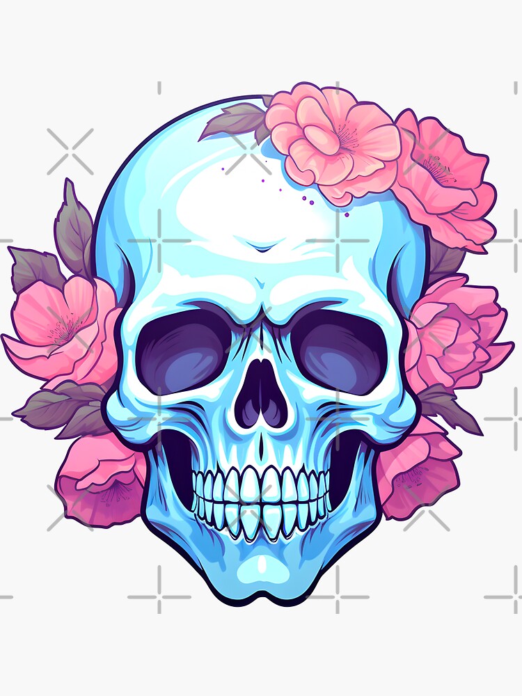 "Subtle Trans Pride Floral Skull" Sticker for Sale by ArtliciousHUMAN ...