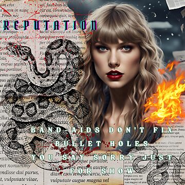 "Taylor Swift Reputation Era Snakes Fire Music" Sticker for Sale by ...