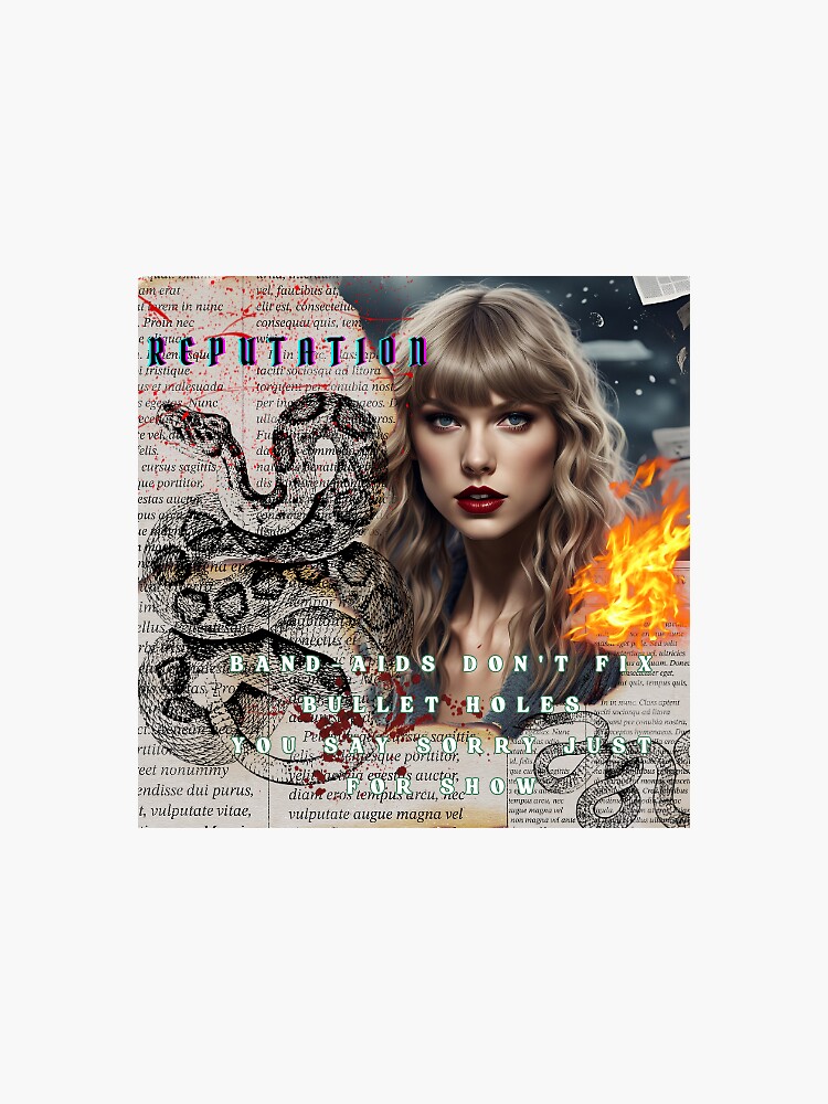 "Taylor Swift Reputation Era Snakes Fire Music" Sticker for Sale by ...