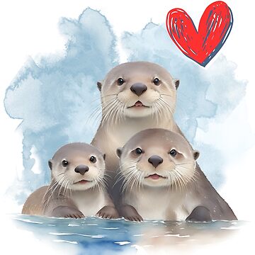 "Happy Otter Family" Sticker for Sale by NickTaroDesign | Redbubble