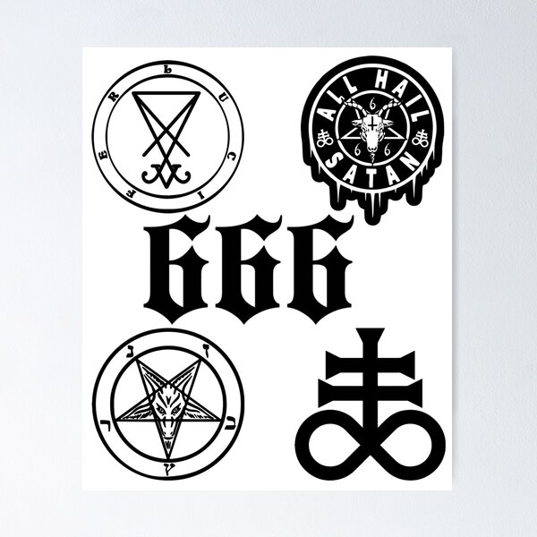 "Satanic Logos 666 Baphomet Sigil Lucifer Hexagram Leviathan Cross Set ...