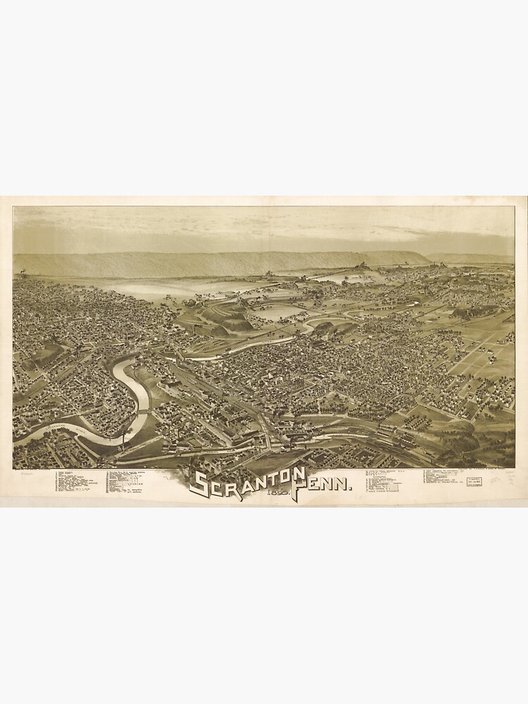 "Vintage Pictorial Map of Scranton PA (1890)" Sticker for Sale by ...