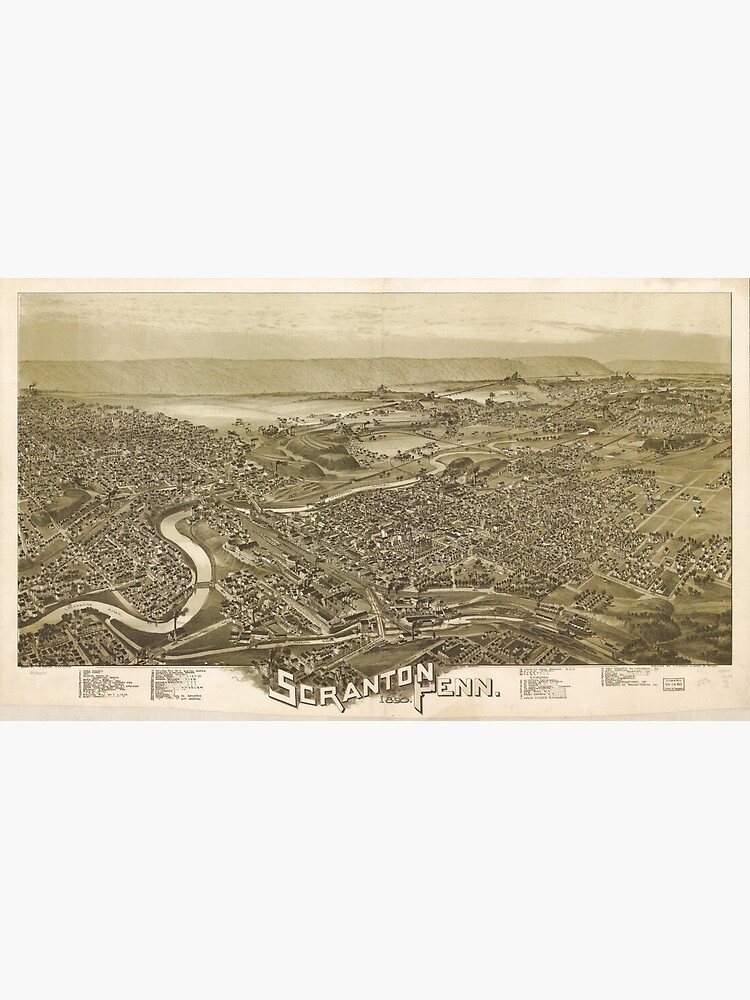 "Vintage Pictorial Map of Scranton PA (1890)" Art Print by BravuraMedia ...