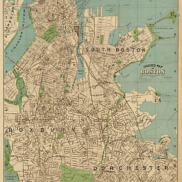 "Vintage Map of Boston MA (1900)" Greeting Card for Sale by ...