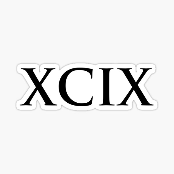 "Number 99 Roman Numeral XCIX Black and White" Sticker for Sale by ...