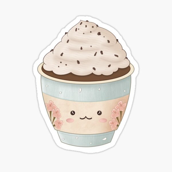 "Cute Kawaii Cappuccino Cup Stickers" Sticker by LilianasDesign | Redbubble