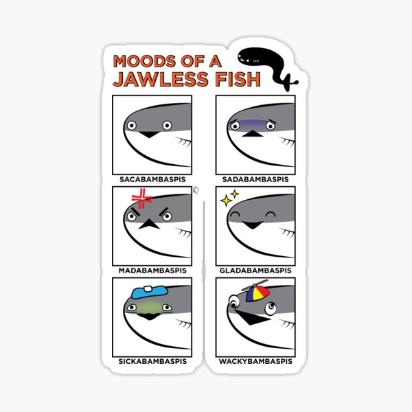"Sacabambaspis: Moods of a Jawless Fish" Sticker for Sale by E.M. Hewey ...