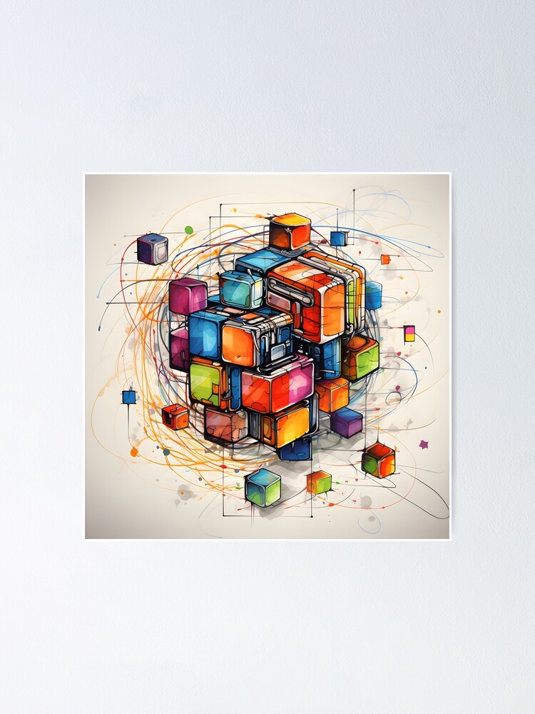 "Abstract Rubik's Cube Mosaic" Poster by inkArtistryfine | Redbubble