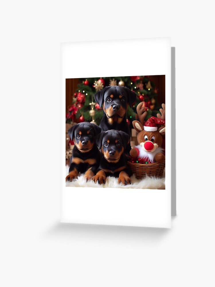 "Rottweiler Christmas scene Aiartist " Greeting Card for Sale by ...