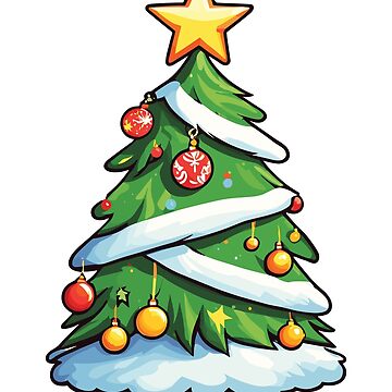 "Cartoon christmas tree with the big golden star on top" Art Board ...