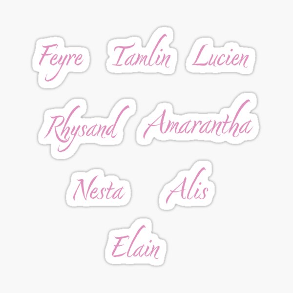 "Acotar Pink Script Characters" Sticker for Sale by KifLeeDesigns ...